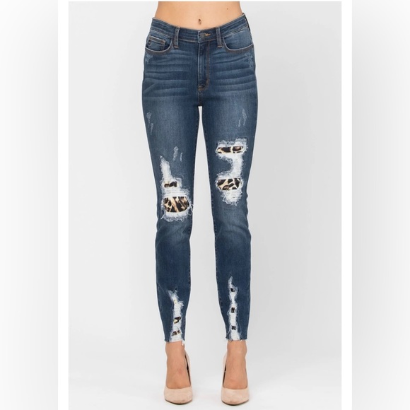 Judy Blue | Jeans | Judy Blue Jeans Leopard Patch High Waisted Skinny Jeans | Poshmark